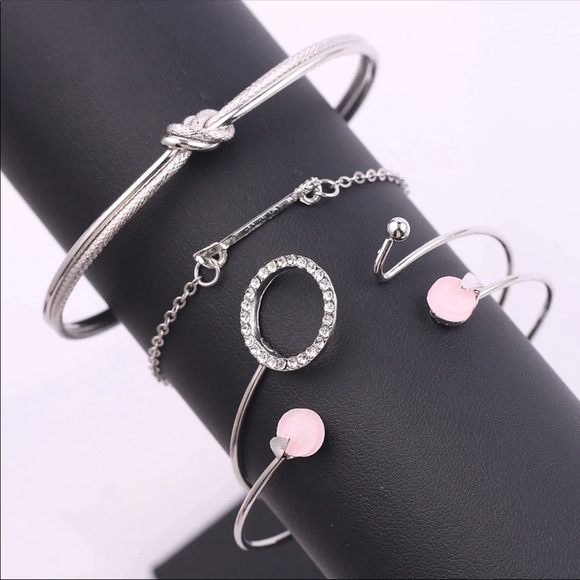 Jewelry | Silver 4 Piece Bangle Bracelet Set | Poshmark